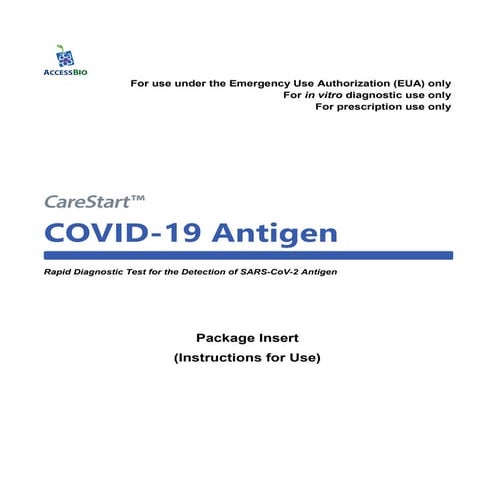 buy carestart covid-19 Antigen test by bio Access Inc, EUA Approvel ...