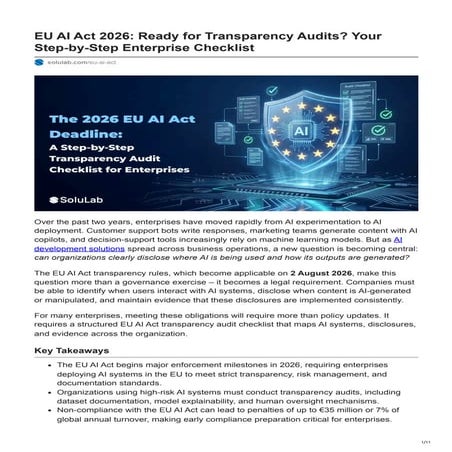 EU AI Act 2026 Ready for Transparency Audits Your Step-by-Step ...