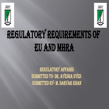 European Medicines Agency (EMA) and the Medicines and Healthcare ...