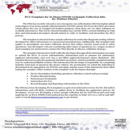 EUA Template for At-Home COVID-19 Sample Collection Kits | DOCX