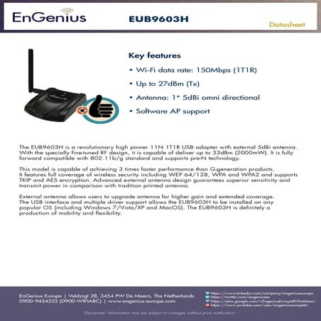 Datasheet EnGenius ENH202 | PDF