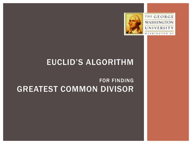 Euclid S Algorithm For Greatest Common Divisor Time Complexity Analysis Ppt