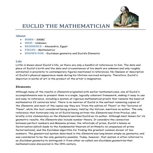 Euclid the mathematician | DOCX