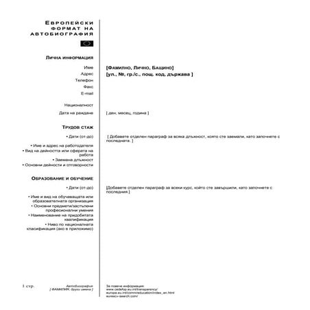 Eu format cv-bg | DOC