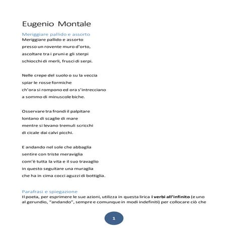 Eugenio montale per ii c di borgo val di taro | DOCX