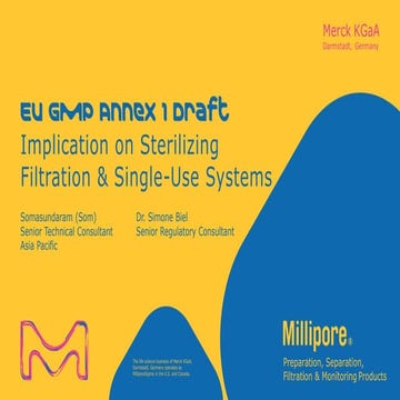 EU GMP Annex 1 – Implications on Filtration and Single Use Technology by Somasudaram and Simone ...