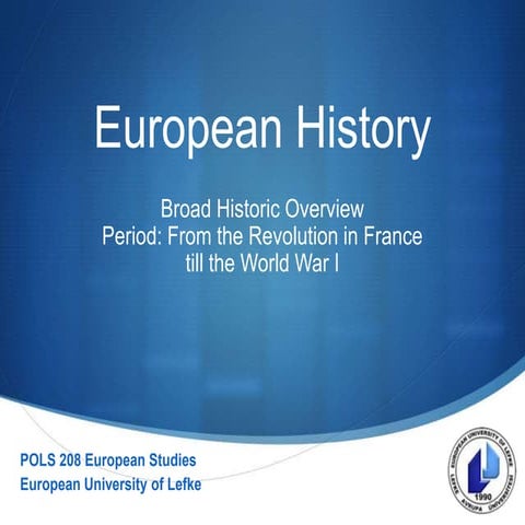 European History Part I: French Revolution and Napoleonic period | PPT