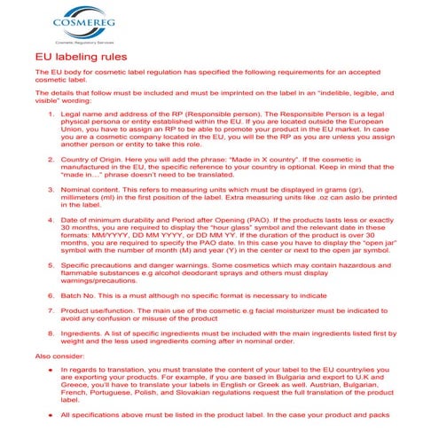 Eu labeling rules | PDF