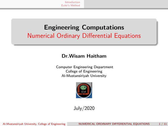 Euler and improved euler method | PPTX