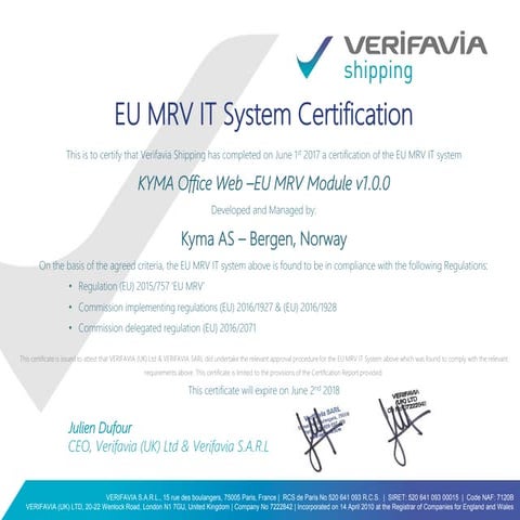 Eu mrv it system certification v1 | PDF
