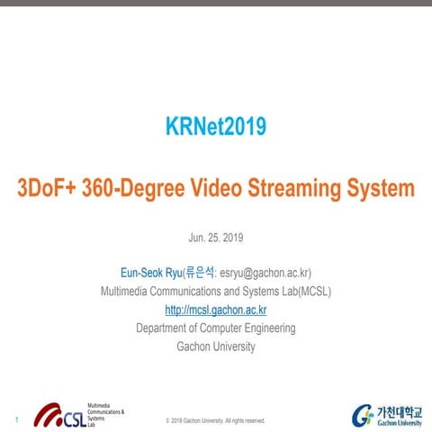 MPEG-Immersive 3DoF+: 360 Video Streaming for Virtual Reality | PPT