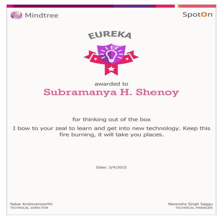 Mindtree SPOT-ON : Eureka | PDF