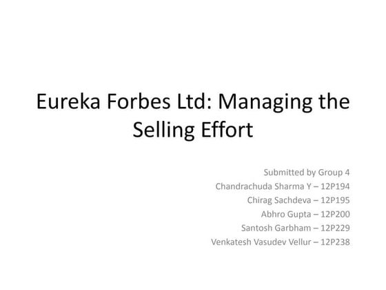 Eureka forbes | PPT
