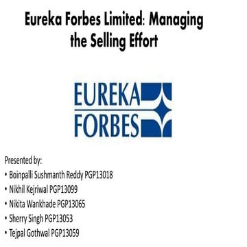 Eureka forbes case (sales & distribution) | PPTX
