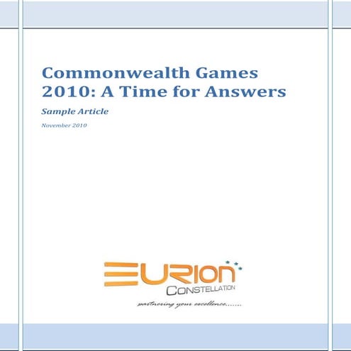 EURION - CWG 2010 - A Time for Answers | PDF