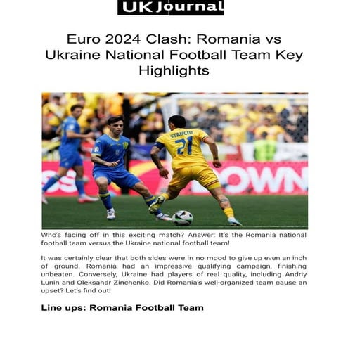 Euro 2024 Clash Romania vs Ukraine National Football Team Key ...