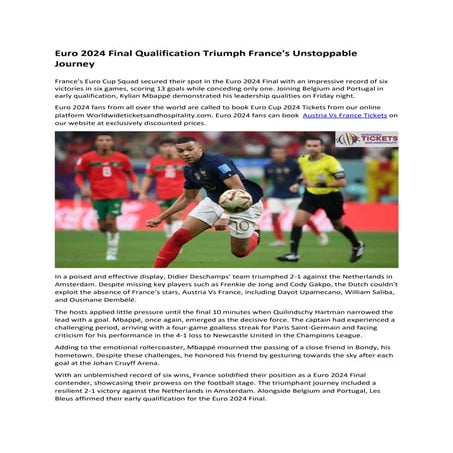 Kylian Mbappe's Sensational Performance Ignites France's UEFA Euro 2024 ...