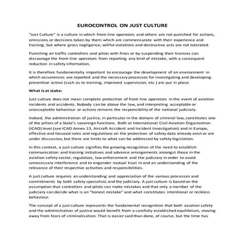 Eurocontrol on just culture | DOCX