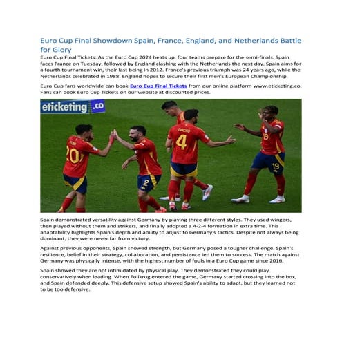 Euro Cup Final Showdown Spain, France, England, and Netherlands Battle ...