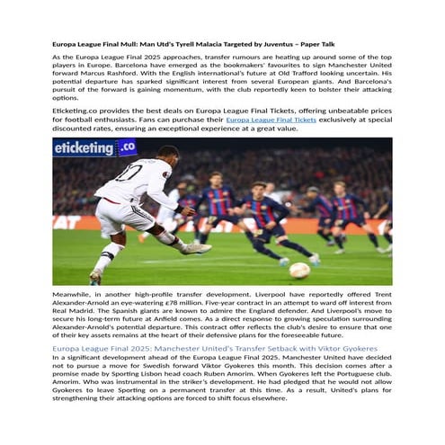 Europa League Final Mull: Man Utd's Tyre | PDF