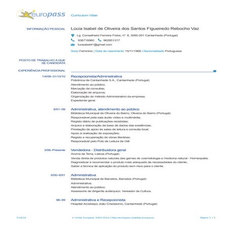 Europass cv-20140417-de oliveiradossantosfigueiredorebochovaz-pt | PDF