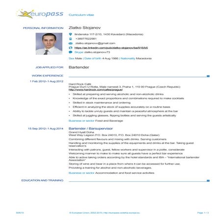 Zlatko Stojanov CV | DOC