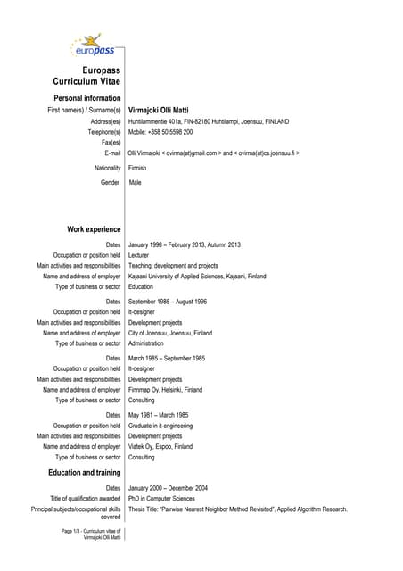 Tomi Karasti CV | PDF