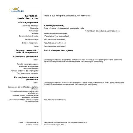 Europass cv template_pt | DOC