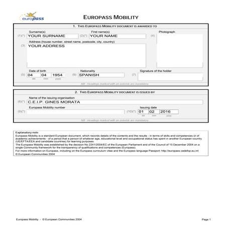 Europass mobility 1456855875270 | PDF