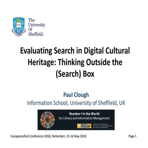 Evaluating Search in Digital Cultural Heritage: Thinking Outside the ...