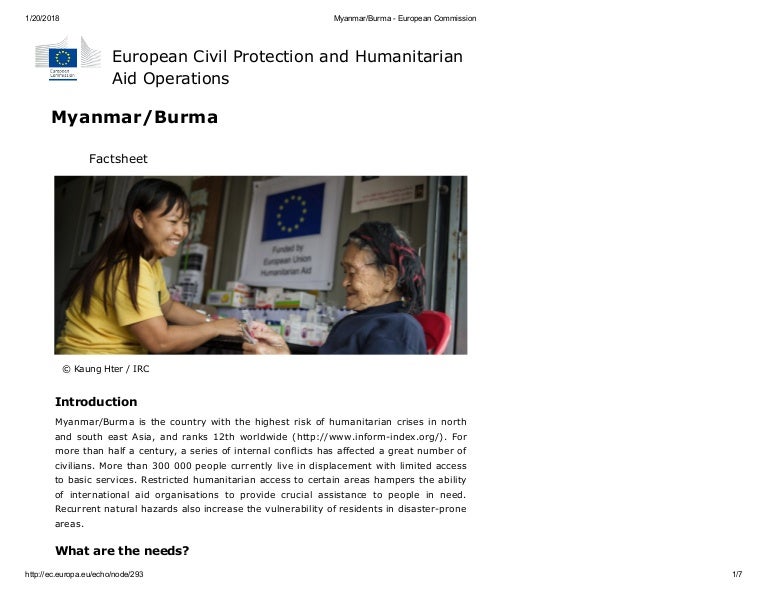 EUROPEAN CIVIL PROTECTION AND HUMANITARIAN AID OPERATIONS AND MYANMAR