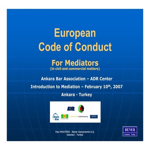 European Code Of Conduct Mediators | PDF