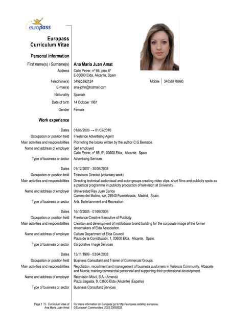 Europass CV Format | DOCX | Resume Writing and Advice | Job Search