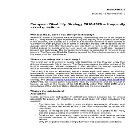 European disability strategy 2010 2020 faqs | PDF
