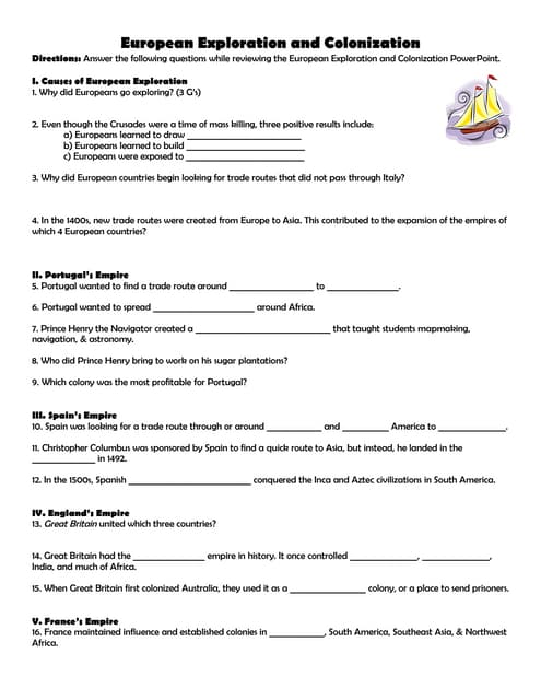 European Exploration Notes Handout | DOC