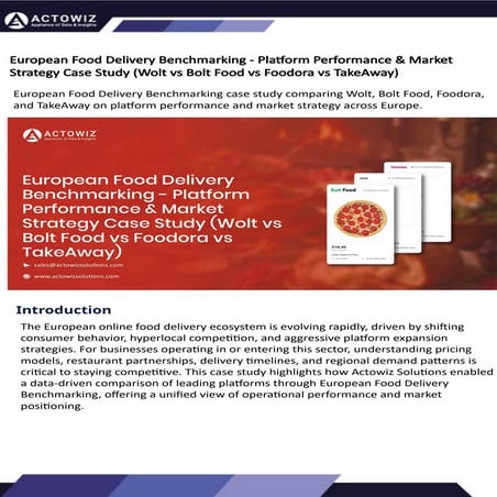 European Food Delivery Benchmarking – Wolt, Bolt Food, Foodora ...