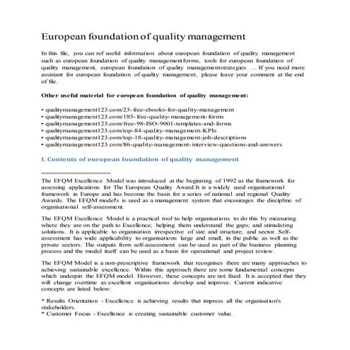 European foundation of quality management | DOCX