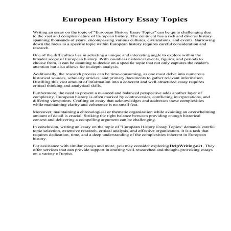European History Essay Topics.pdf | Homework and Study | Education