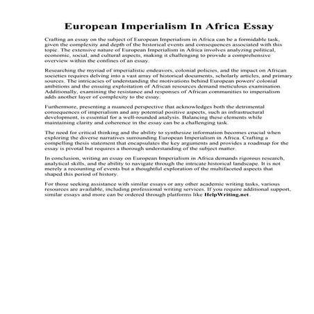 European Imperialism In Africa Essay | PDF