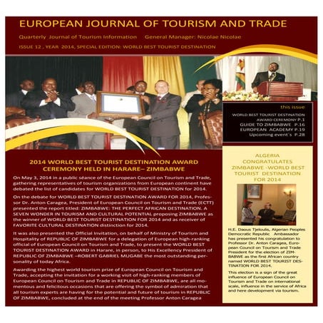 EUROPEAN JOURNAL OF TOURISM AND TRADE-ZIMBABWE IS THE NEW WORLD BEST ...