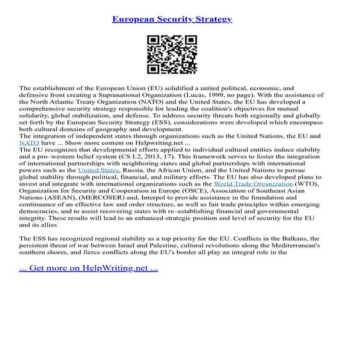 European Security Strategy | PDF | Political Issues & policy | Politics