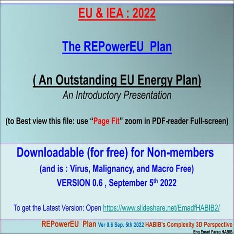 Updated (version 0.6) European Union & IEA Energy Plan (REPowerEU 2022 ...