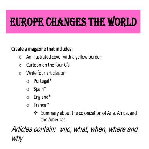 Europe changes the world magazine assignment | PPTX