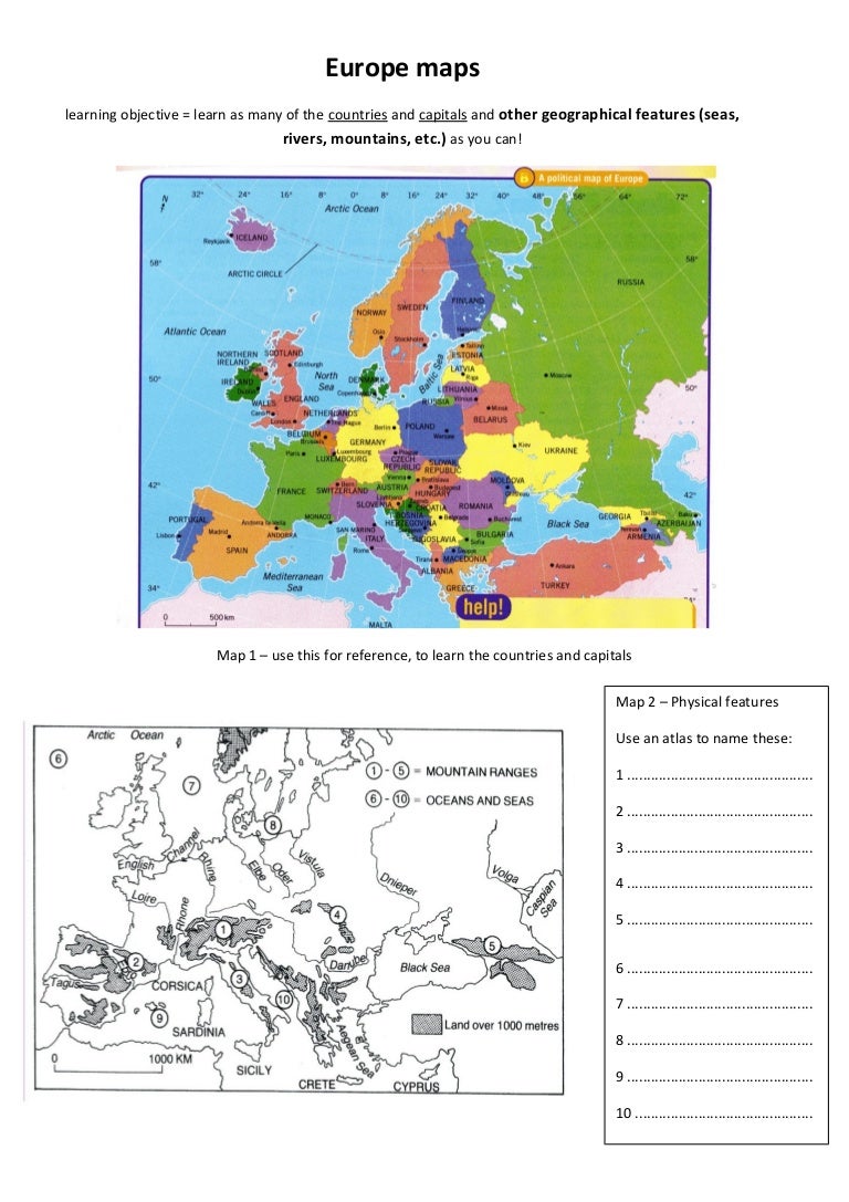 Europe Maps with online quizzes