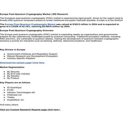 Europe Post Quantum Cryptography Market Report .docx