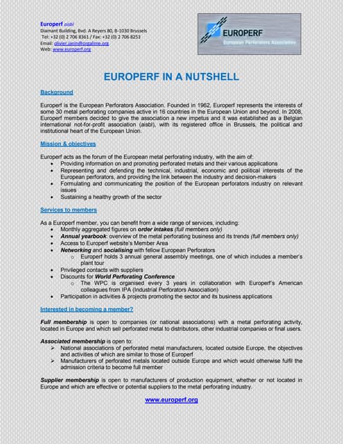 Europerf Enquiry sheet | PDF