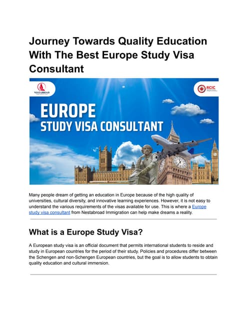 Europe Study Visa Requirements and Process.pptx | College Planning ...