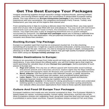 Explore Europe with the Best Europe Tour Packages | PPTX