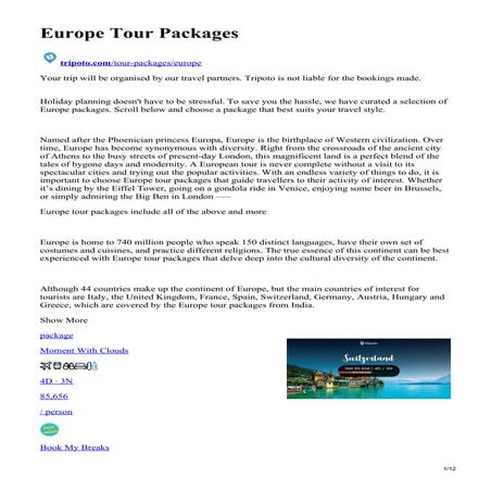 Europe tour packages europe tour packages from india - tripoto | PDF