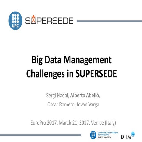 Big Data Management Challenges in SUPERSEDE | PDF